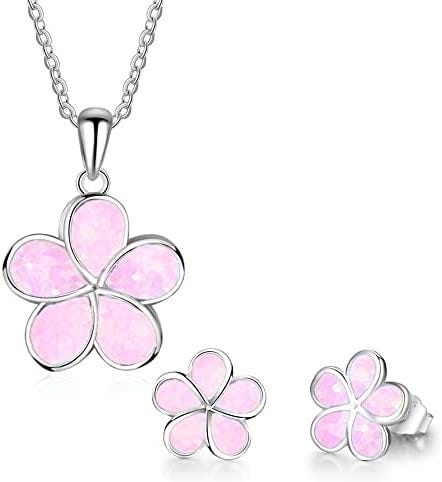 Ladies Flower Design Opal Jewellery Set For Women, Necklace Pendant ...