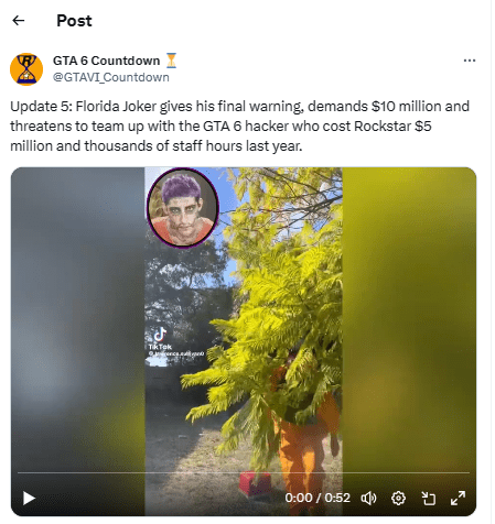 Florida Joker Threatens To Break GTA 6 Hacker Out Of Hospital Prison ...