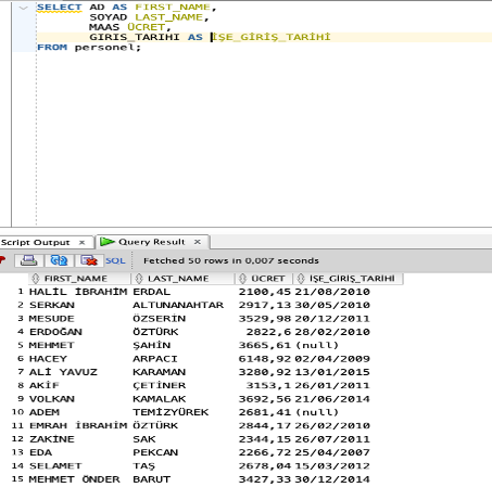 Veri Düzenleme: Oracle SQL’de Alias, Quote Operatörleri, Tekrarlayan Satırlar ve Verileri ...