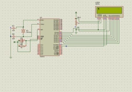 Code and Schematic Diagram for counting down numbers using LCD ...