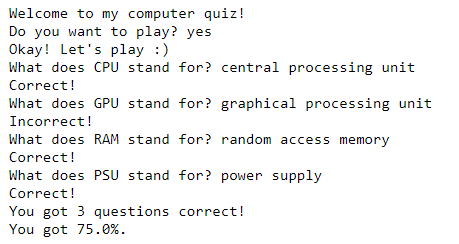 Quiz Game using Python. As part of my Data Science Journey… | by Aswin ...