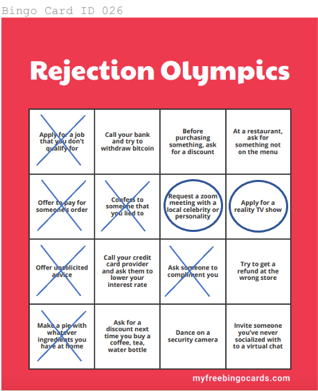 Adversity Challenge #2- Rejection Bingo | by Grant Whitmore | Medium
