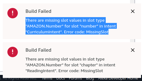 Solution For: There are missing slot values in slot type “AMAZON.Number ...
