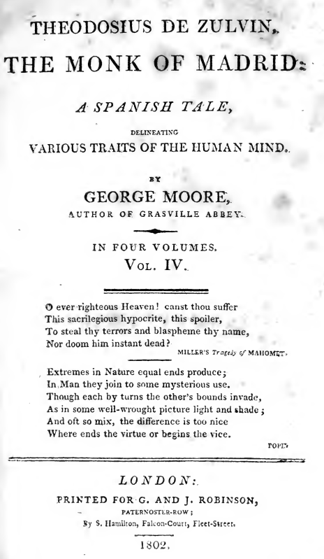 Book Review: Theodosius De Zulvin the Monk of Madrid by George Moore ...