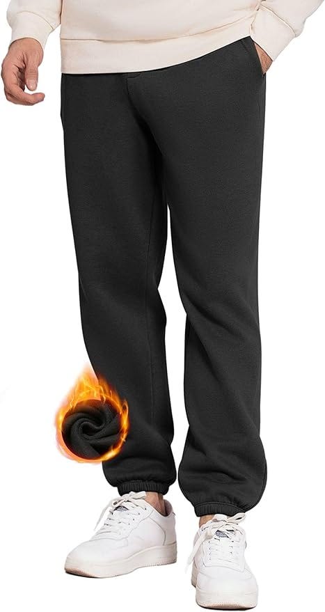 PINSPARK Men’s Fleece Cotton Cuffed Sweatpants Elastic Waist Joggers ...