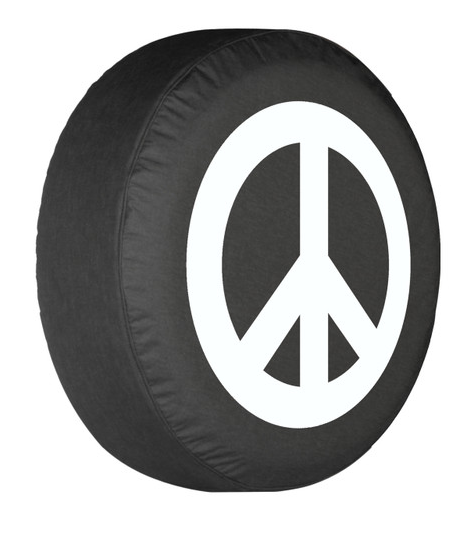 Boomerang® Soft Tire Cover — Peace Sign — White - Boomerang - Medium