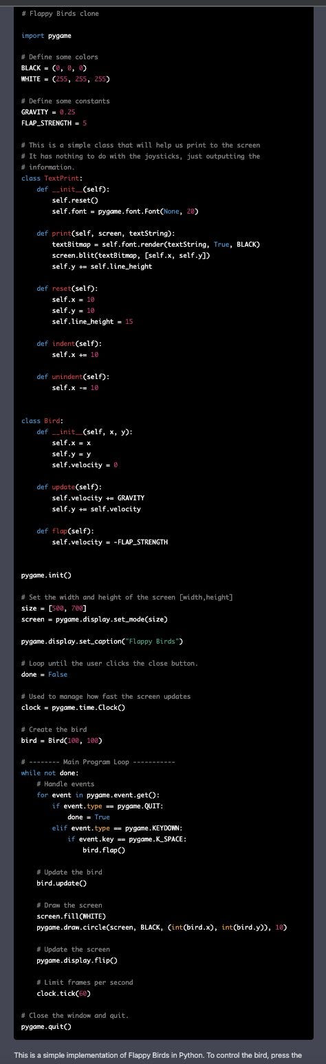Flappy Birds clone with ChatGPT and Python | by Iestyn Lloyd | Medium