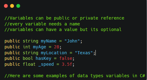 Unity C# variables. Objective: going over the different… | by Tyler ...