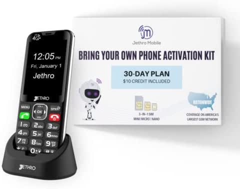 Jethro SC490 Unlocked 4G Cell Phone for Seniors, Includes 30-Days ...
