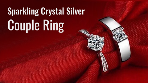 Sparkling Crystal Silver Couple Ring - abdul gifted - Medium
