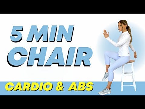 5 Min Chair Workout — 9 Chair Exercises | Seated Cardio and Seated Abs ...