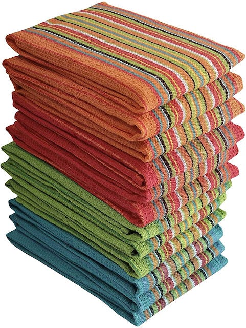 Simply-Magic Kitchen Dish Towels, Salsa Stripe, 8 Pack, Multi - Rizwana ...