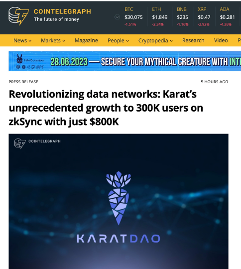 改变数据网络：Karat在zkSync上仅以80万美元实现了用户增长至30万人 - KaratDAO - Medium
