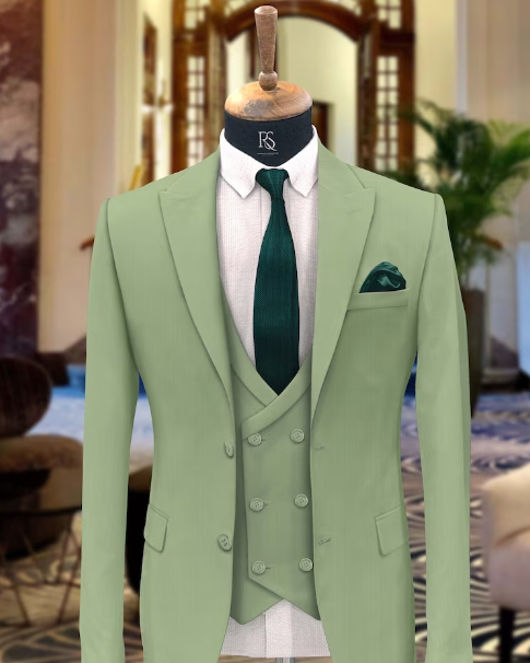 Men Suits, Suits For men light green three piece Wedding Suit, Formal Fashion Slim Fit Tuxedo ...