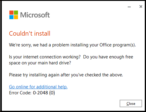 Error Code 0–2048 (0) in Microsoft 365 or Office 2021/2019 | by Reethu Sweety | Medium