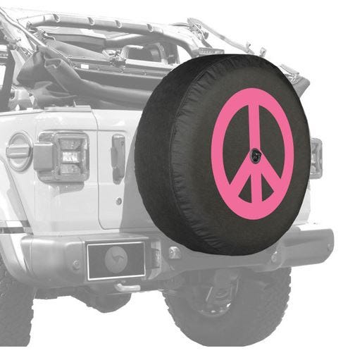 Boomerang — Pink Peace Sign — Soft Tire Cover — Jeep Wrangler JL (w ...