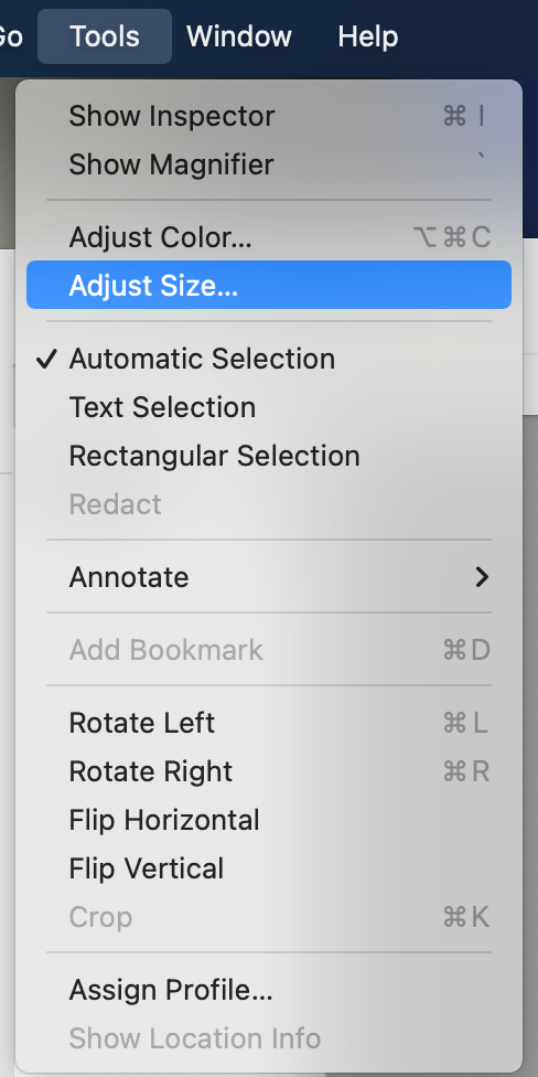 點擊要使用圖圖片打開內建的Preview軟體 依步驟操作 Tools>Adjust Size 單位選擇pixels Width:設定1024 Height:設定1024 因為要強制尺寸改成 ...