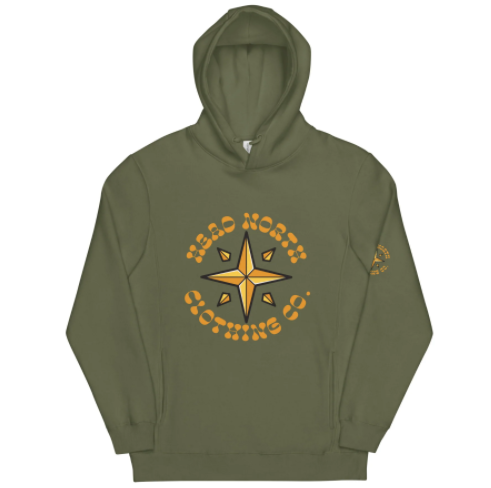 Army Green Head North Logo Hoodie - Head North Clothing Company - Medium