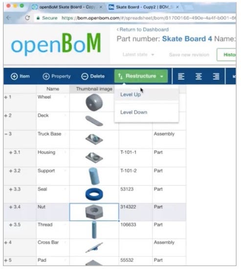 openBoM: Restructure Bill of Materials using multi-level BOM view | by OpenBOM (openbom.com ...