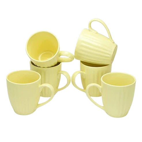 Merakrt Premium Coffee Mugs. (Set of 6, 300 ML, Glam Yellow) Ceramic ...