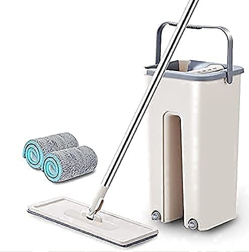 LYSOL Heavy Quality Large Size Floor Mop with Bucket, Flat Squeeze Mop ...