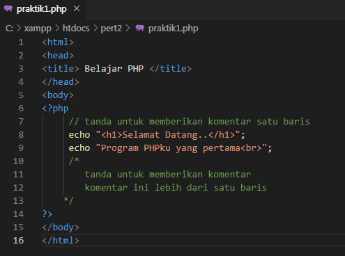 Praktikum pertemuan 2 : PHP Dasar | by Charisadessarii | Medium