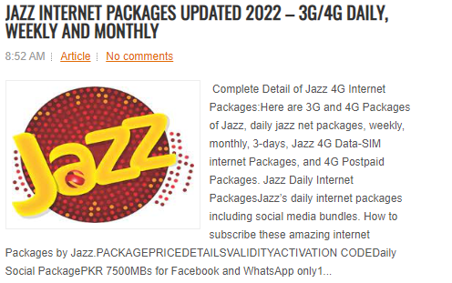 Jazz Internet packages updated 2022–3G/4G Daily, Weekly and Monthly https://dowithgo.blogspot ...