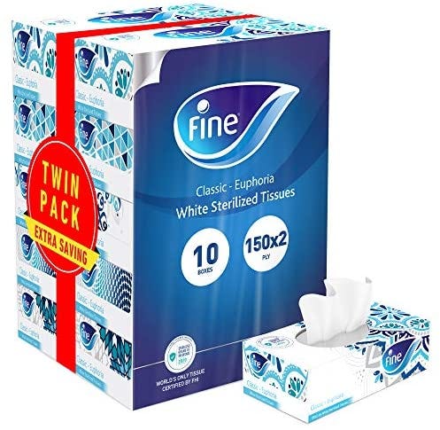 Fine Sterilized Facial Tissues, Classic Euphoria, 150 x 2 Ply White ...