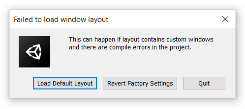 Unity — “Failed to load windows layout” when start a new project | by gleidsonsiq | Medium