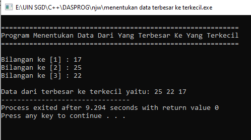 Program Menentukan Data dari Terbesar ke Terkecil di C++ | by najwa ...