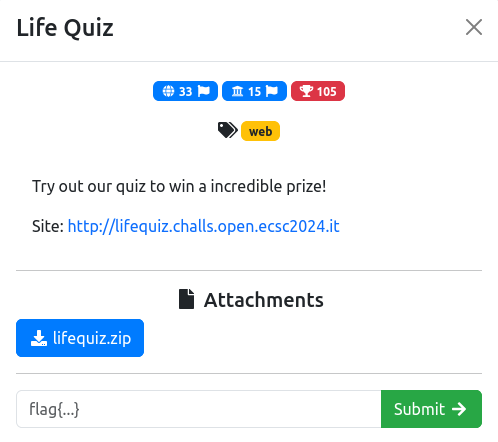 openECSC 2024 — Life Quiz CTF Writeup | by Jonas Heschl | Mar, 2024 | Medium