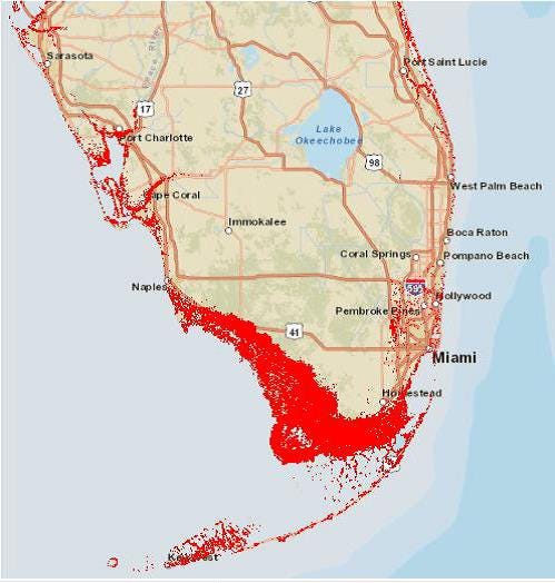 Sea Level Rise Florida Map