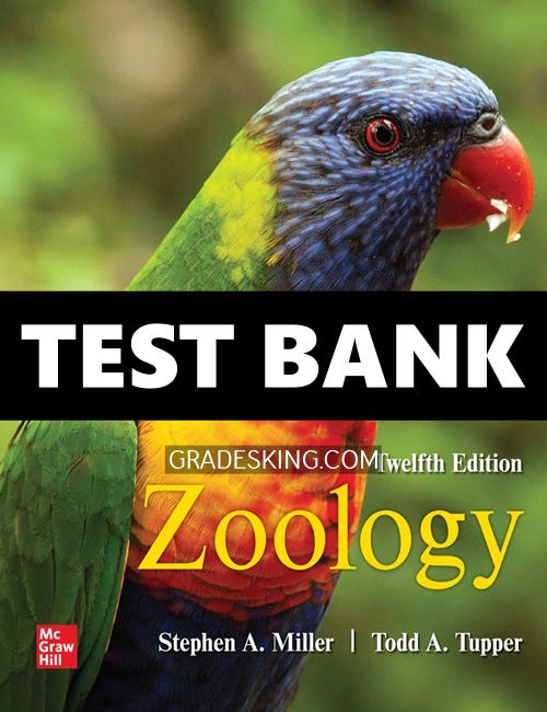Test Bank for Zoology 12th Edition Miller - PDF Test Bank - Medium
