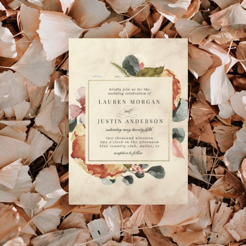 Hot Deals! autumn feel elegant floral Wedding Invitation - ValeeReviews ...