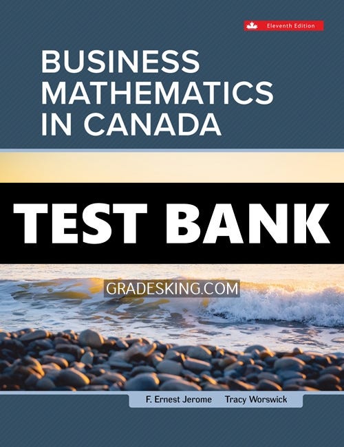 Test Bank for Business Mathematics In Canada 11th Canadian Edition ...