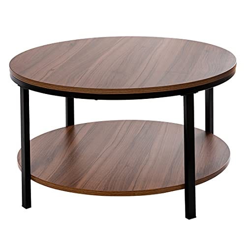 Coffee Table Round 2 Tier with Storage for Living Room, Sofa Table ...