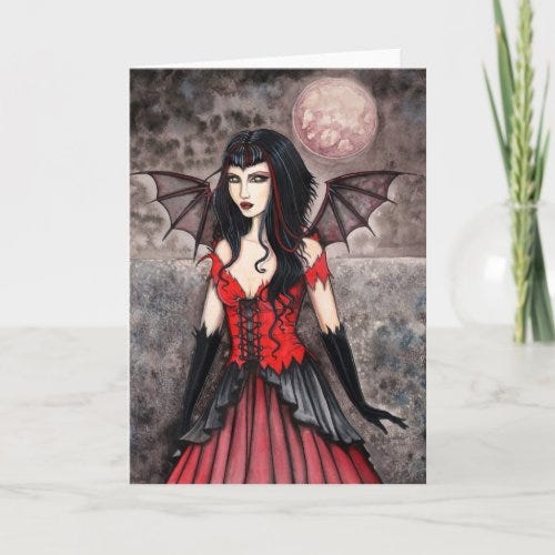Top 10! Vampire Fairy Gothic Halloween Card for $4.17 - Zavala - Medium