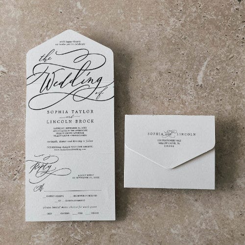 Hot Deals! Romantic Calligraphy The Wedding Of All In One Invitation ...