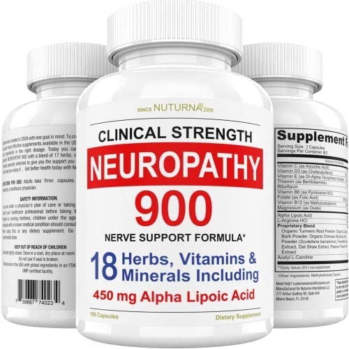 Neuropathy Nerve Support Relief Supplement 900 mg Alpha Lipoic Acid ...
