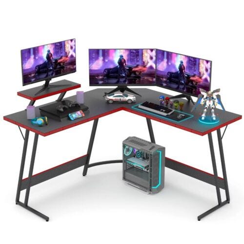 Gaming Desk Computer Corner Desk with Large Monitor Riser 51 Inch L ...