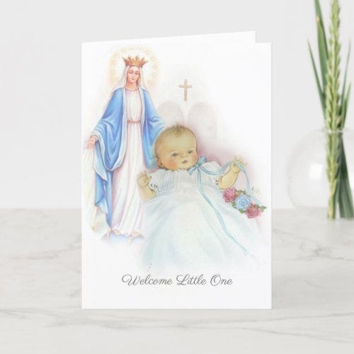 Hot Deals! Welcome New Baby Boy or Girl Religious Catholic Card for $4. ...