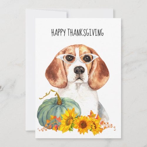 Top 10! Hipster Beagle Watercolor Thanksgiving Card for $2.79 - Jalat ...