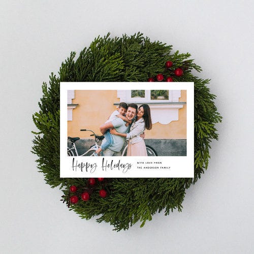 Best Price! Happy Holidays Modern Script Minimal Photo Holiday Card ...