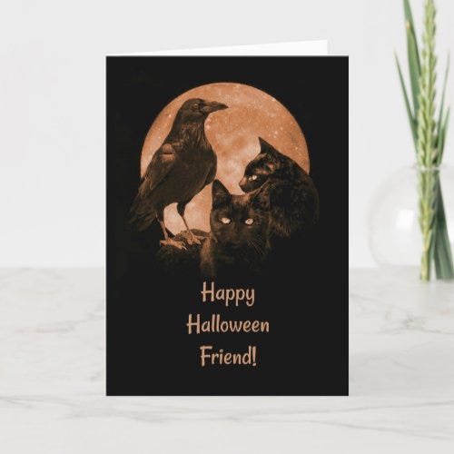 Top 5! Black Cats and Raven Friend Halloween Card for $3.97 - Osaka ...