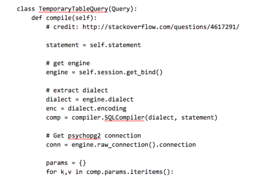 Using Temporary Tables In Postgresql With Sqlalchemy By Granular