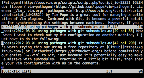Vim 101: QuickFix and Grep | by Alex R. Young | usevim | Medium
