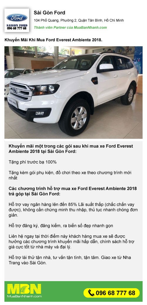 Giá xe Ford Everest Ambiente. Là “tân binh” mới trong phân khúc xe 7 ...
