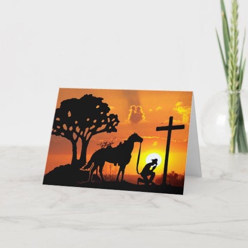 Top 10! The Cowboy at the Cross Easter Greeting Card Art for $4.02 ...