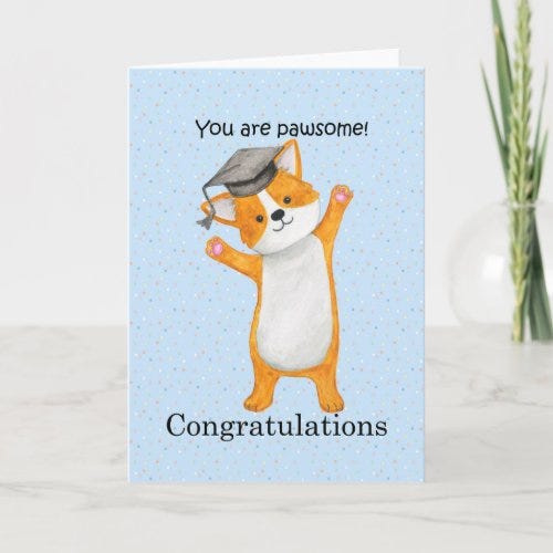 Best Price! Corgi congratulations graduation cute dog congrats card for ...