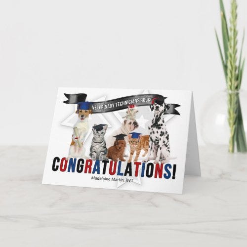 Review! Congratulations Vet Tech Graduate Cats and Dogs Card for $4.17 ...